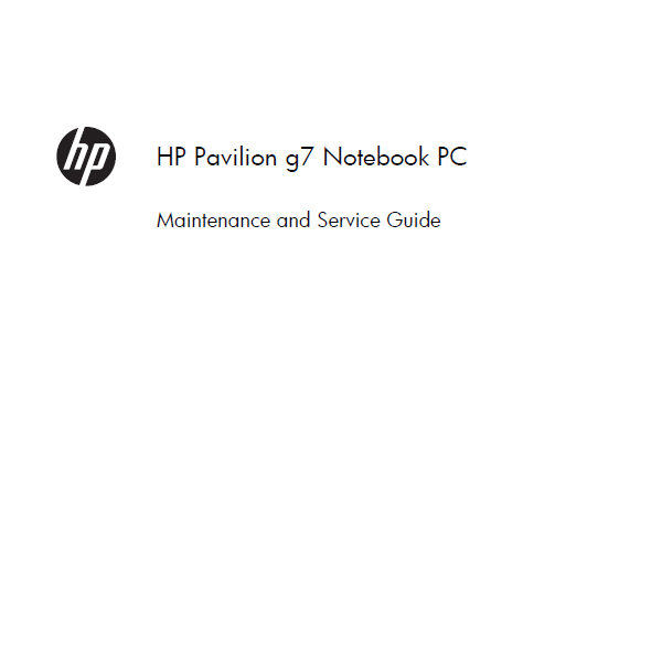 Hewlett-Packard Pavilion g7 Notebokk PC ENWW Service Manual ...