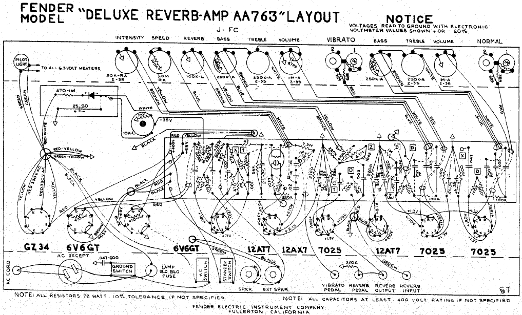 FENDER Deluxe Reverb AA763_layout – Electronic Service Manuals