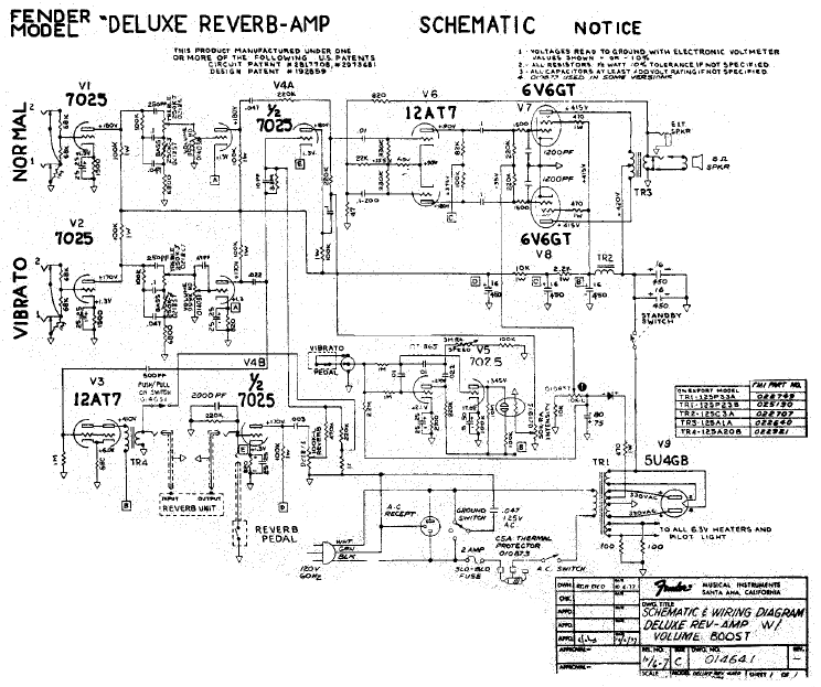 FENDER Deluxe Reverb Boost Schematic – Electronic Service Manuals