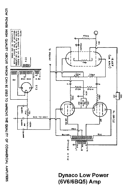 Dynaco Low Power 6V6-6bq5 Amplifier Schematic – Electronic Service Manuals