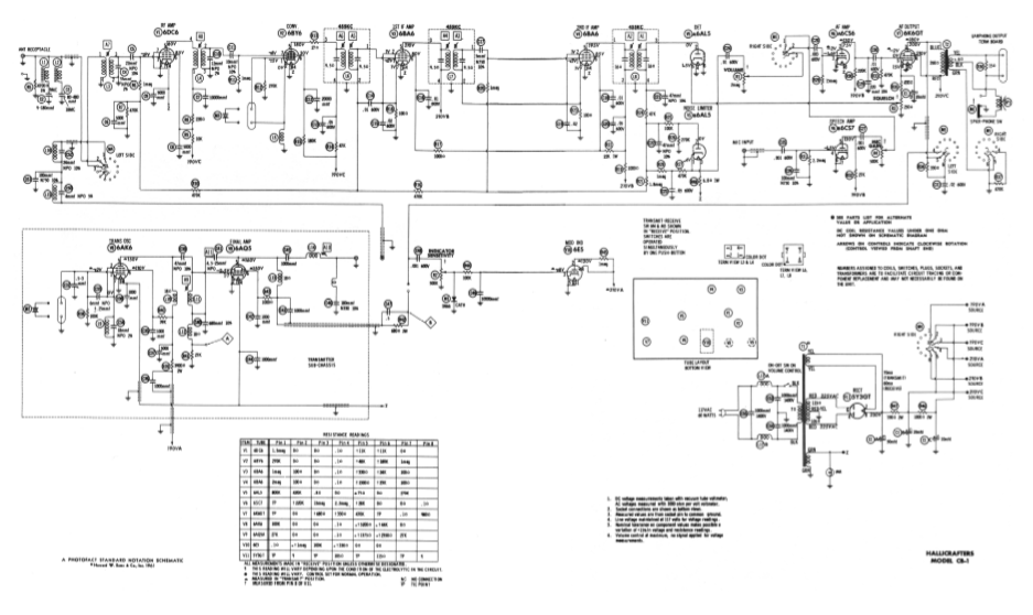 Hallicrafters Model CB-1 Schematic – Electronic Service Manuals