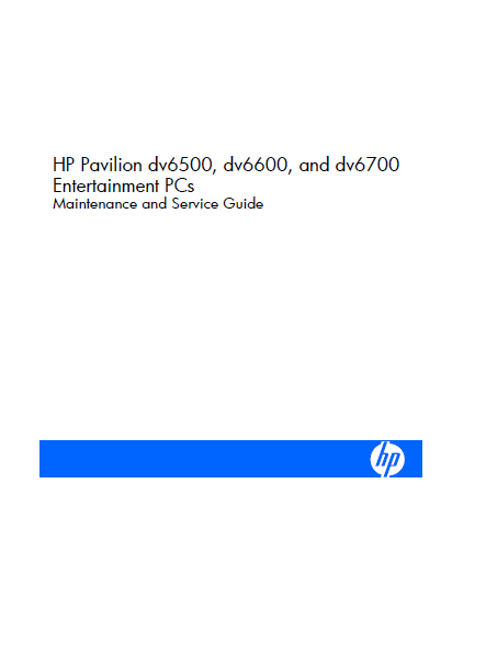 Hewlett Packard Pavilion dv6500 Entertainment PCs Service Manual ...