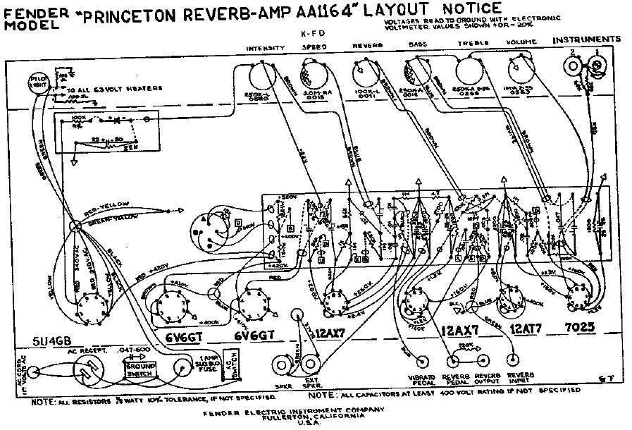 FENDER Princeton Reverb AA1164 Layout – Electronic Service Manuals