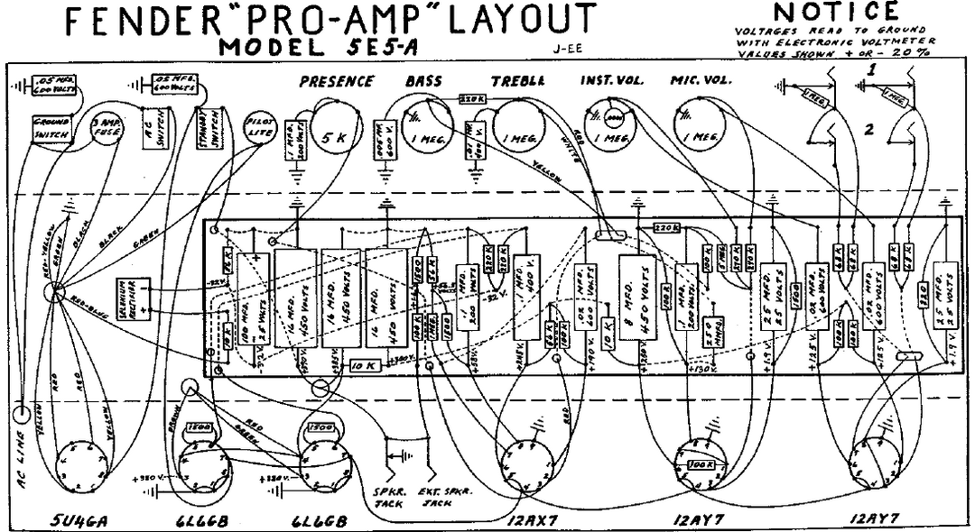 FENDER Pro-Amp 5E5A Layout – Electronic Service Manuals