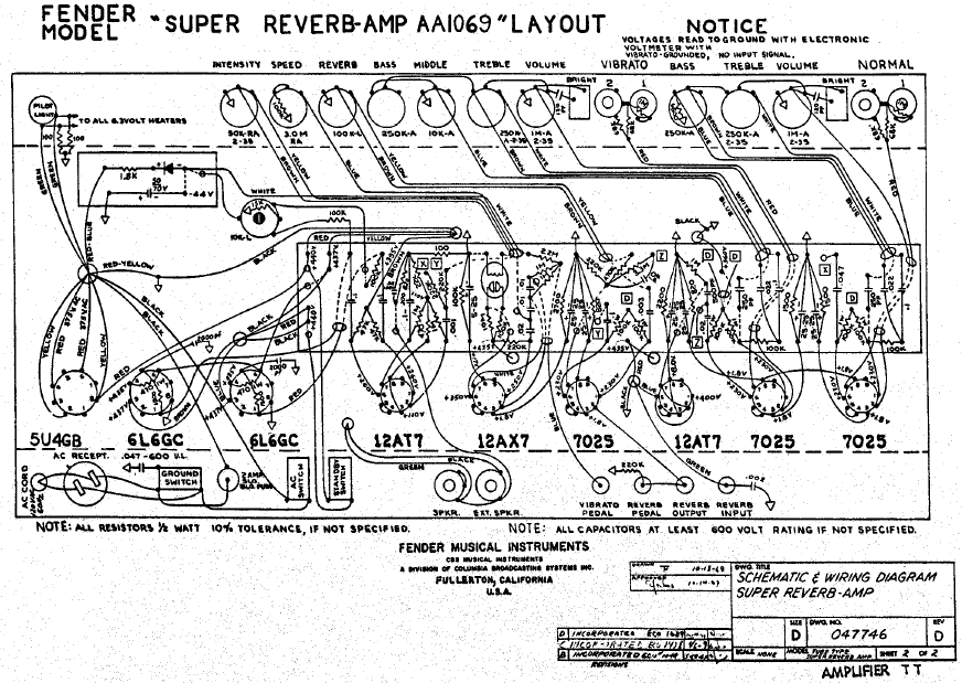 FENDER Super Reverb AA1069 Layout – Electronic Service Manuals