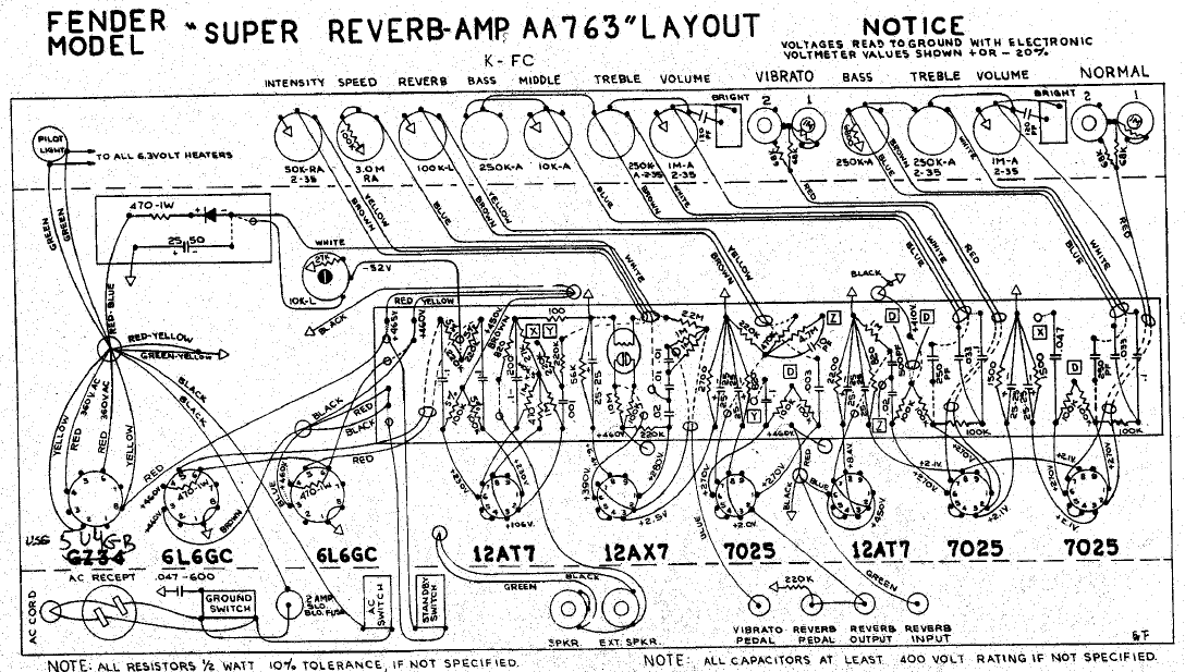 FENDER Super Reverb AA763 Layout – Electronic Service Manuals