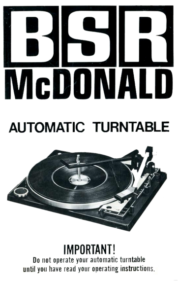 BSR McDonald Automatic Turntable Instruction Manual – Electronic ...