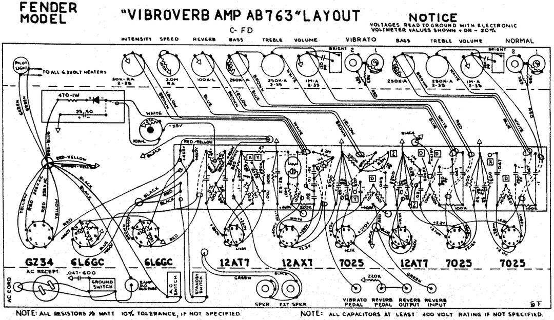 FENDER Vibroverb-Amp AB763 Layout – Electronic Service Manuals